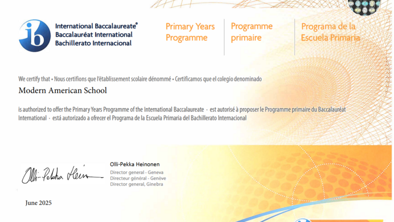 MAS is now an authorized IB World School for PYP | Modern American School