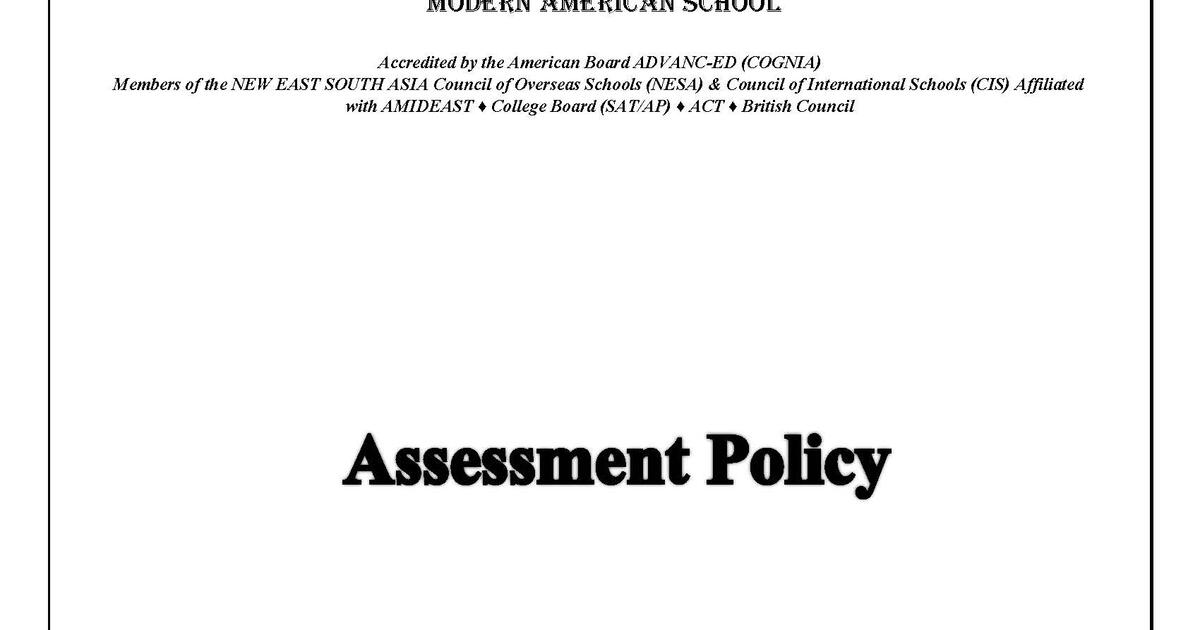 MAS Assessment Policy | Modern American School